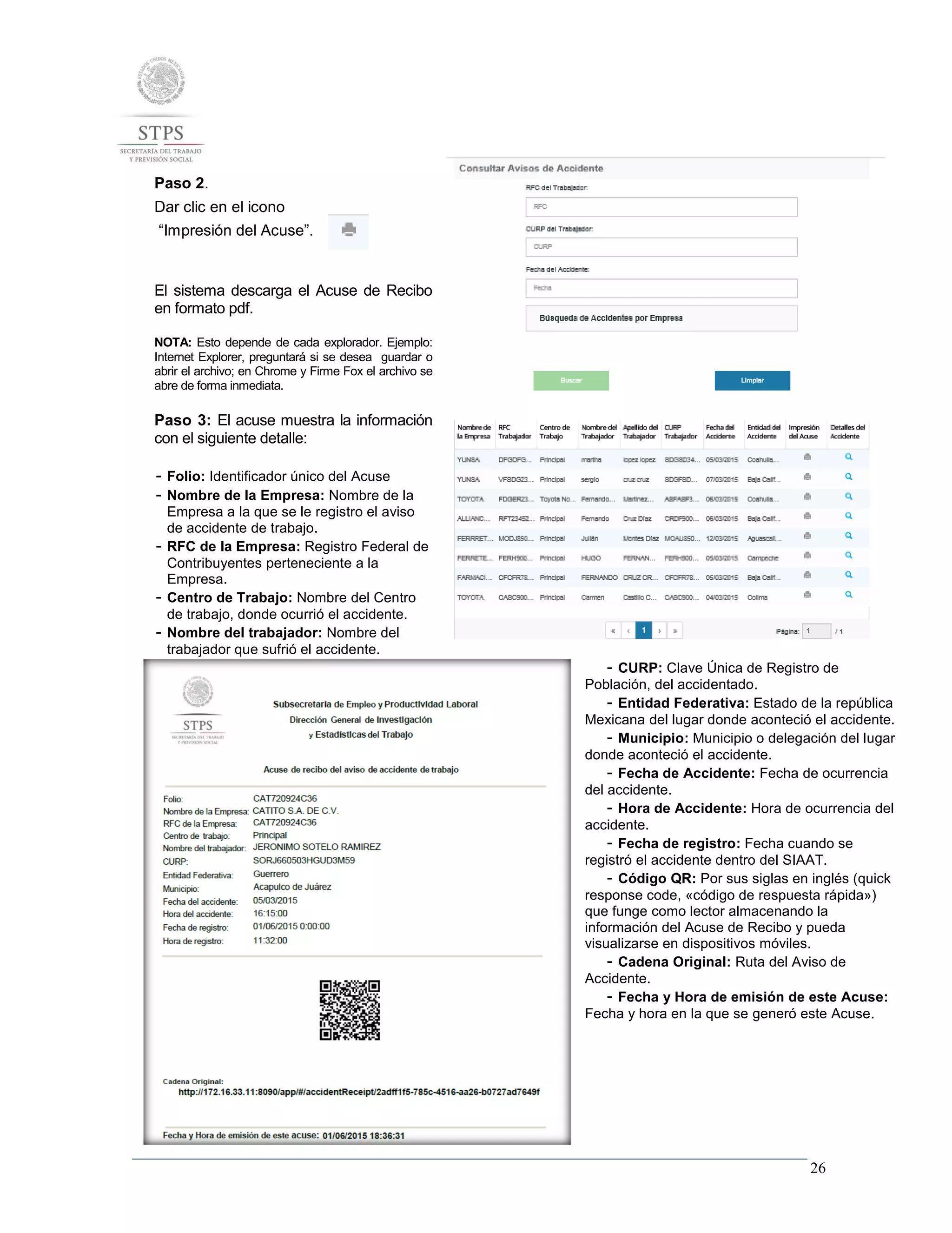 Manual STPS Sistema para dar Avisos de Accidentes de Trabajo SIAAT | PDF