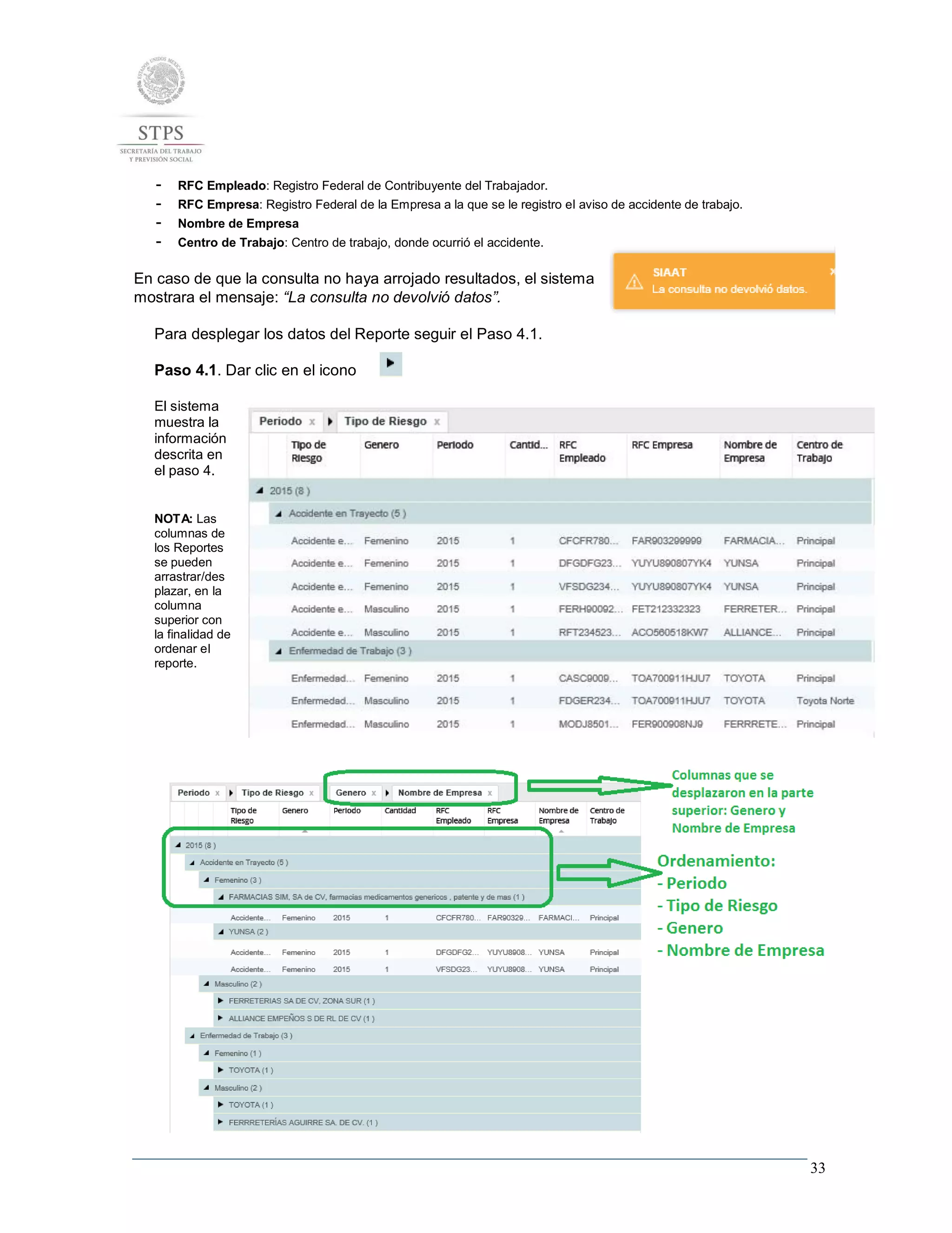 Manual STPS Sistema para dar Avisos de Accidentes de Trabajo SIAAT | PDF