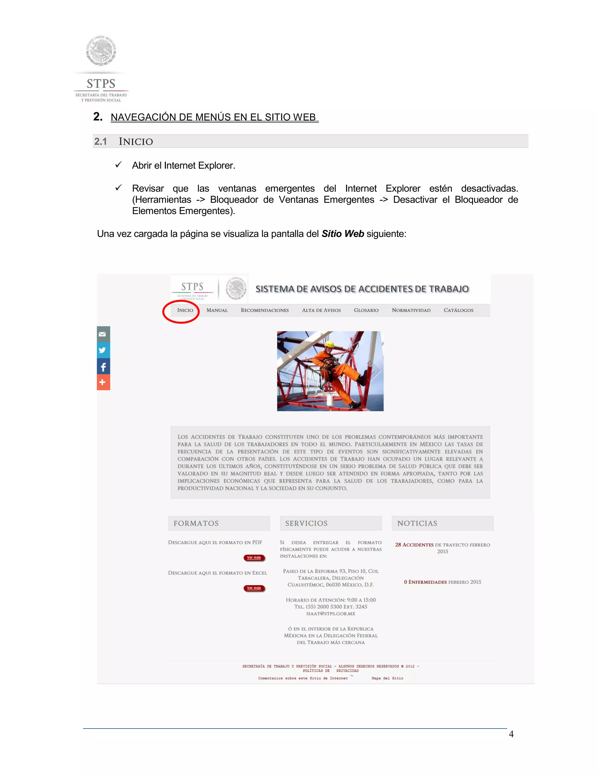 Manual STPS Sistema para dar Avisos de Accidentes de Trabajo SIAAT | PDF