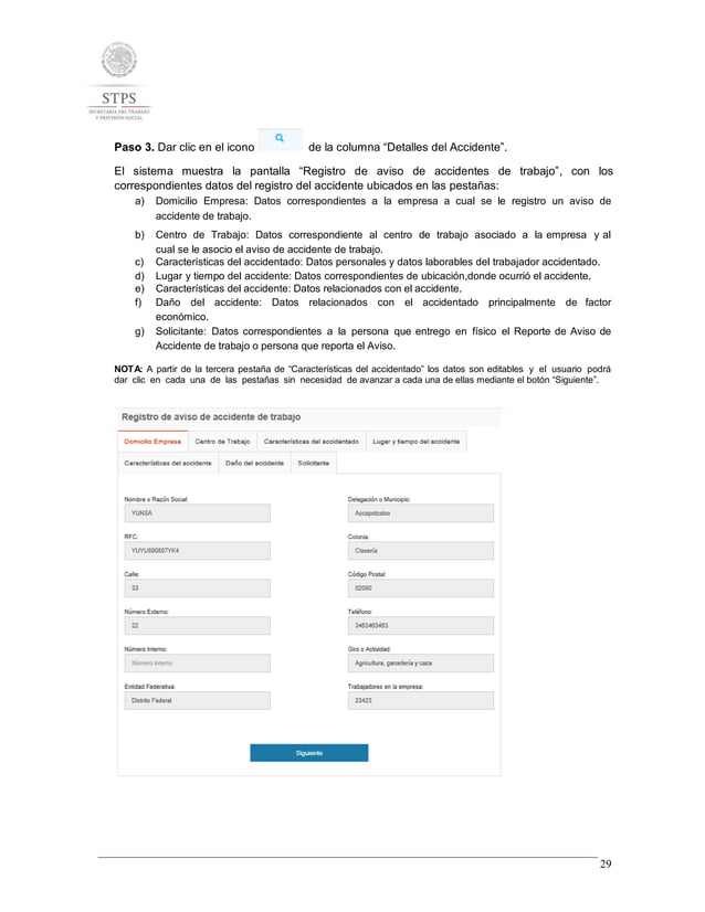 Manual STPS Sistema para dar Avisos de Accidentes de Trabajo SIAAT | PDF