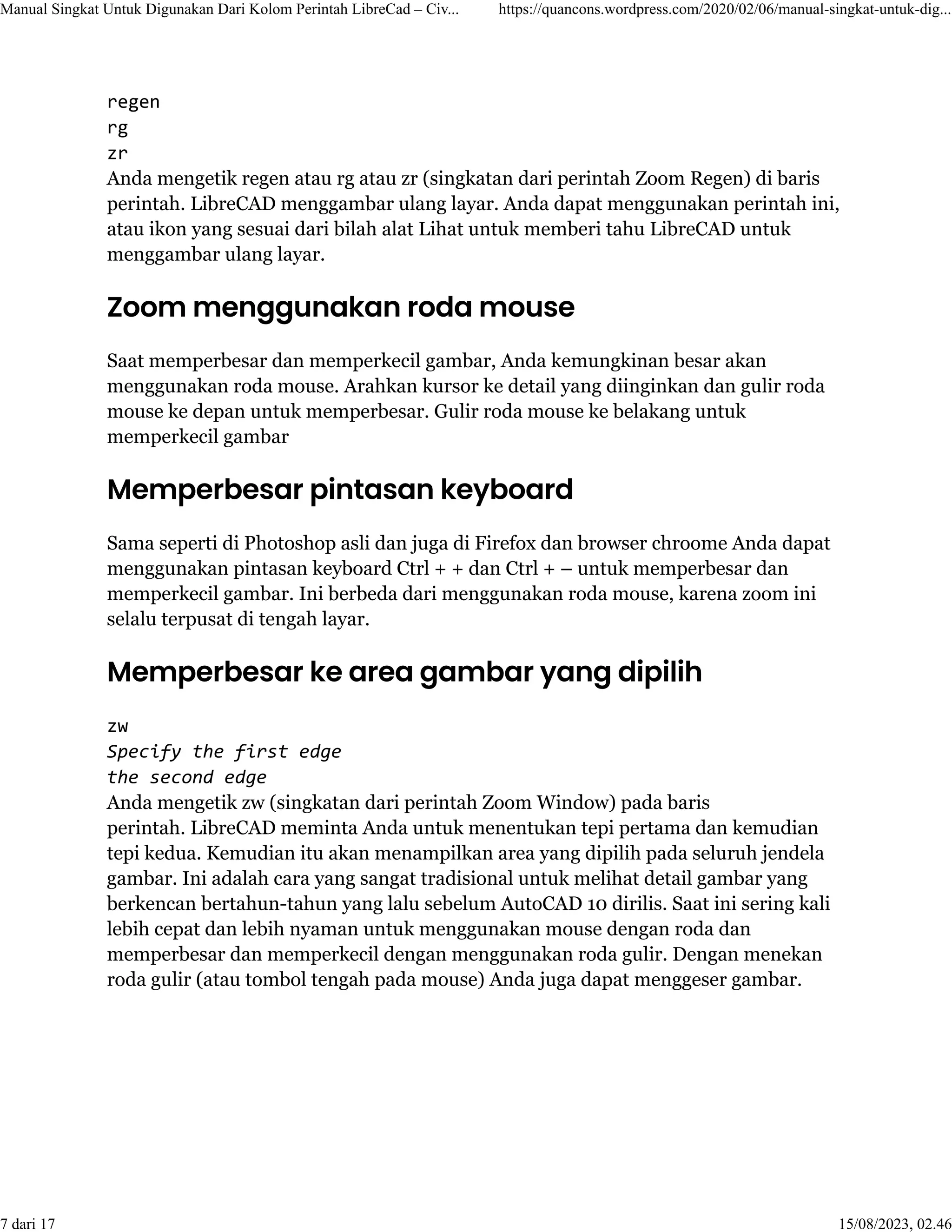 Manual Singkat Untuk Digunakan Dari Kolom Perintah LibreCad – Civil ...