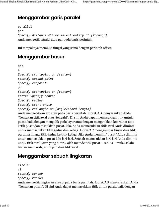 Manual Singkat Untuk Digunakan Dari Kolom Perintah LibreCad – Civil Laboratory of quancons.pdf