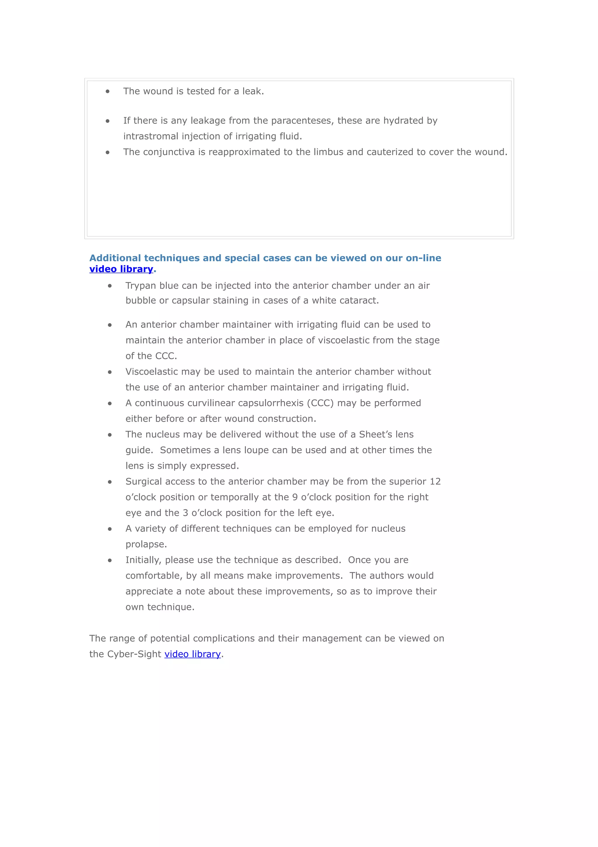Manual small incision cataract surgery | DOC