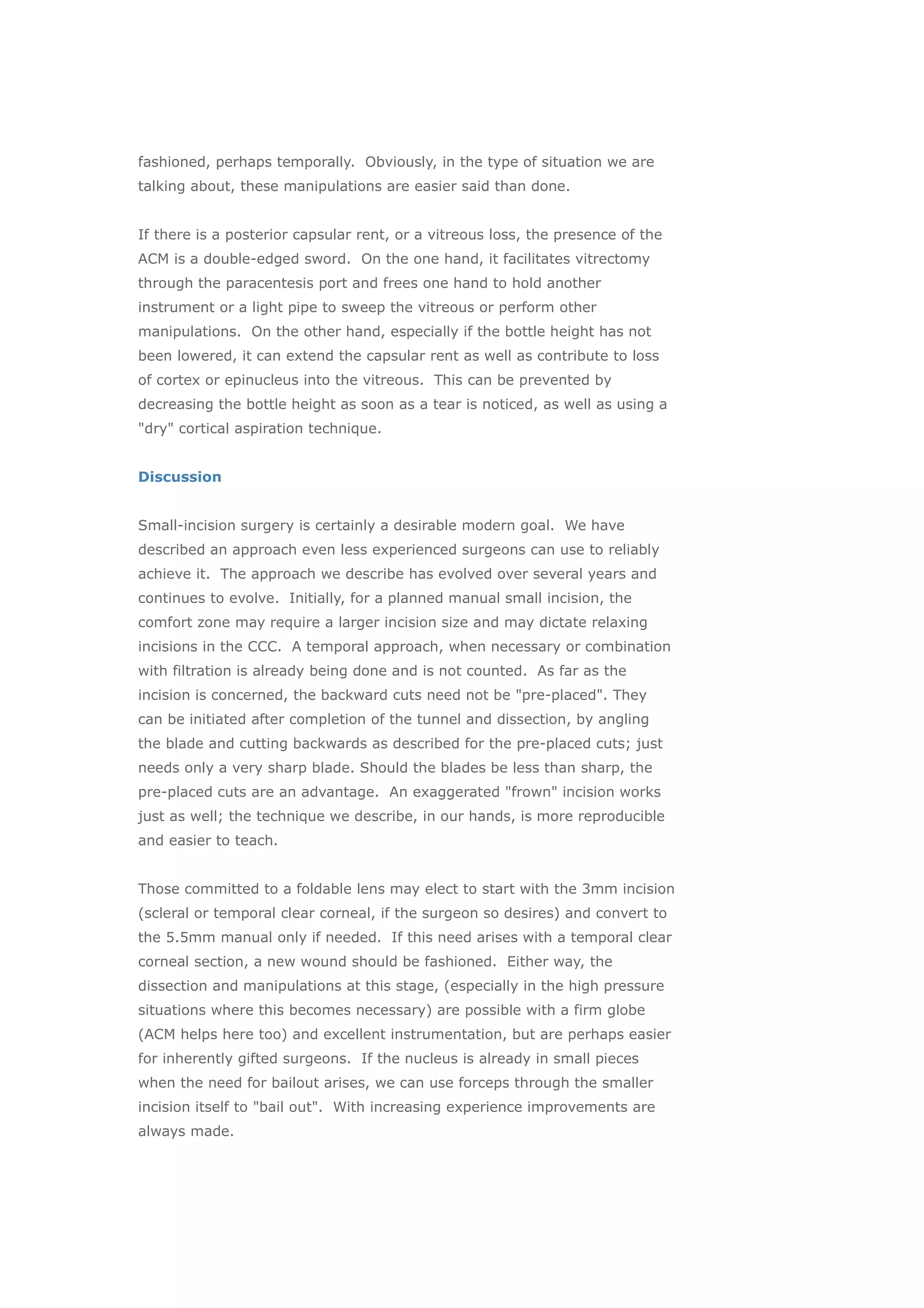 Manual small incision cataract surgery | DOC