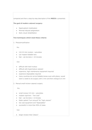 Manual small incision cataract surgery | DOC