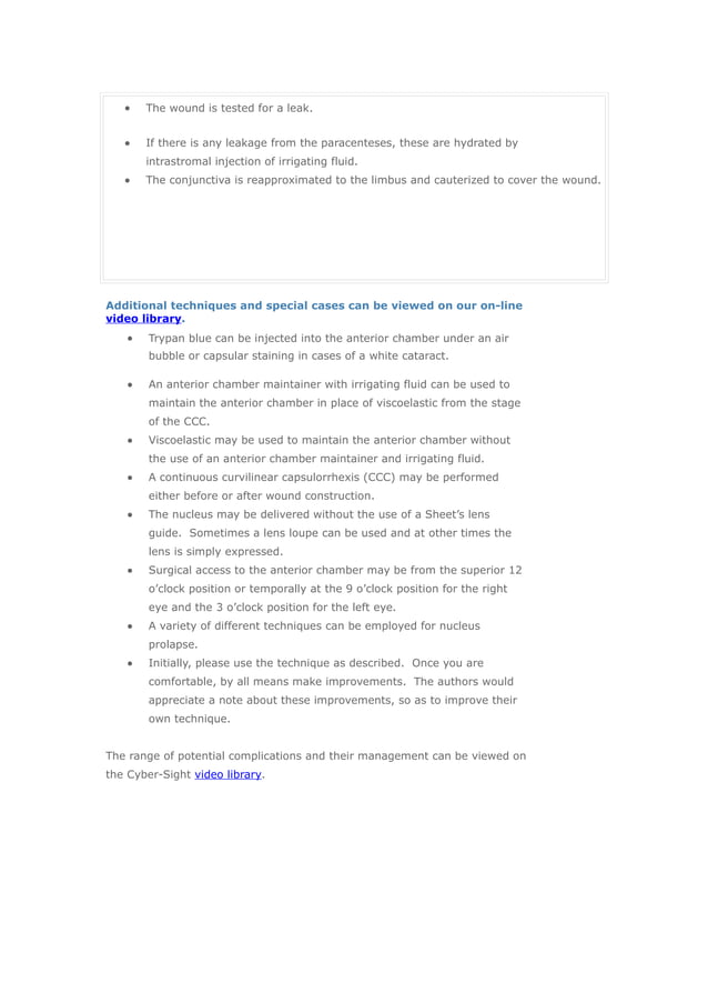 Manual small incision cataract surgery | DOC