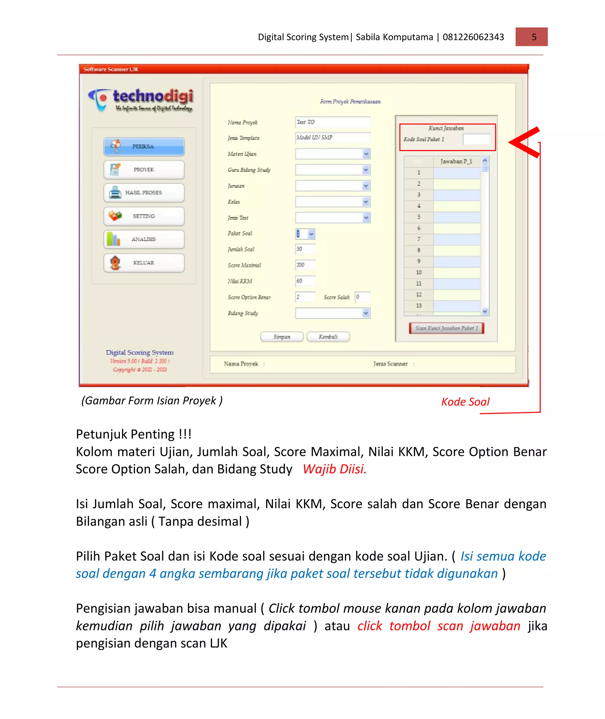 Manual Software Koreksi LJK 081226062343 | DOC