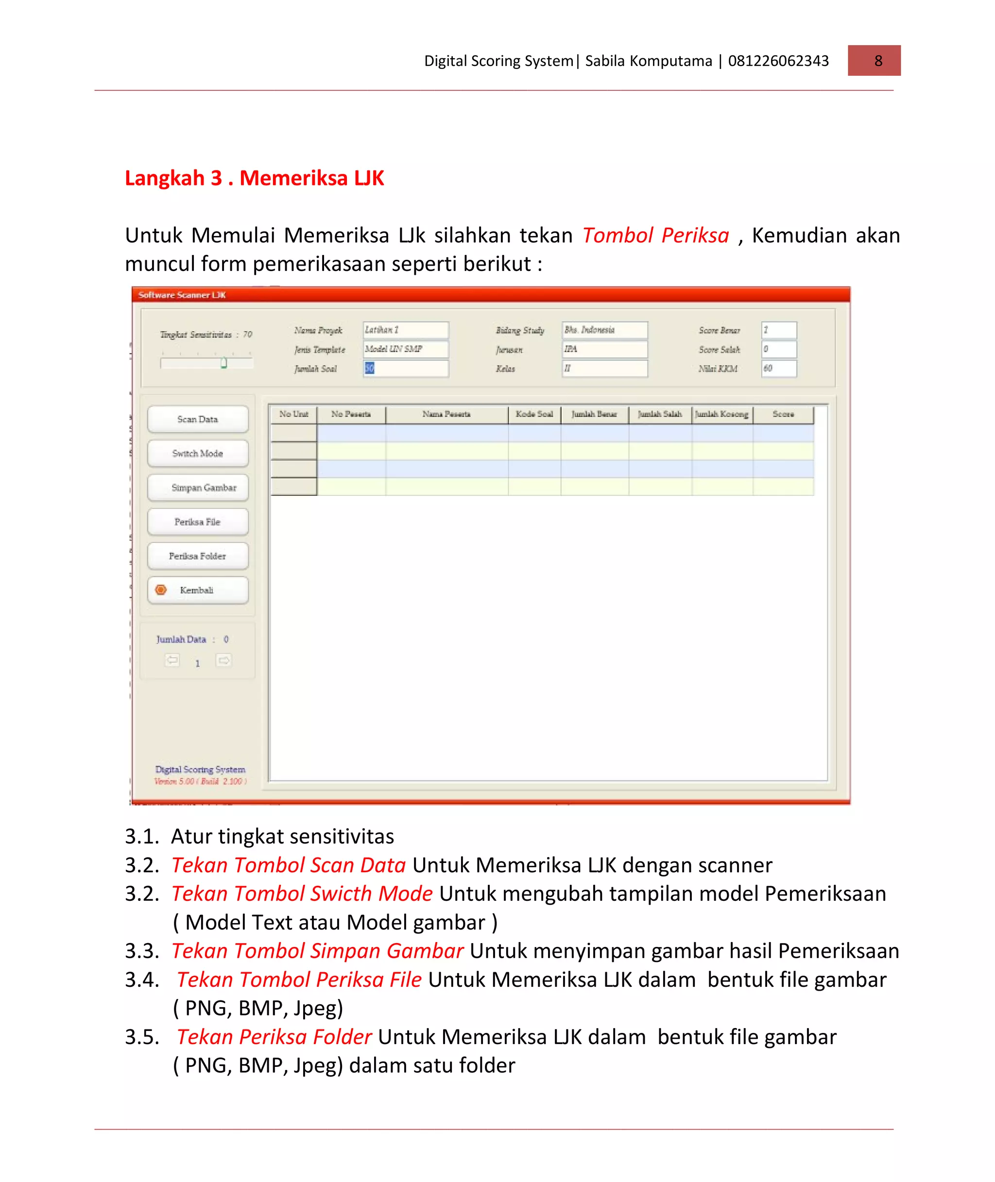 Manual Software Koreksi LJK 081226062343 | DOC