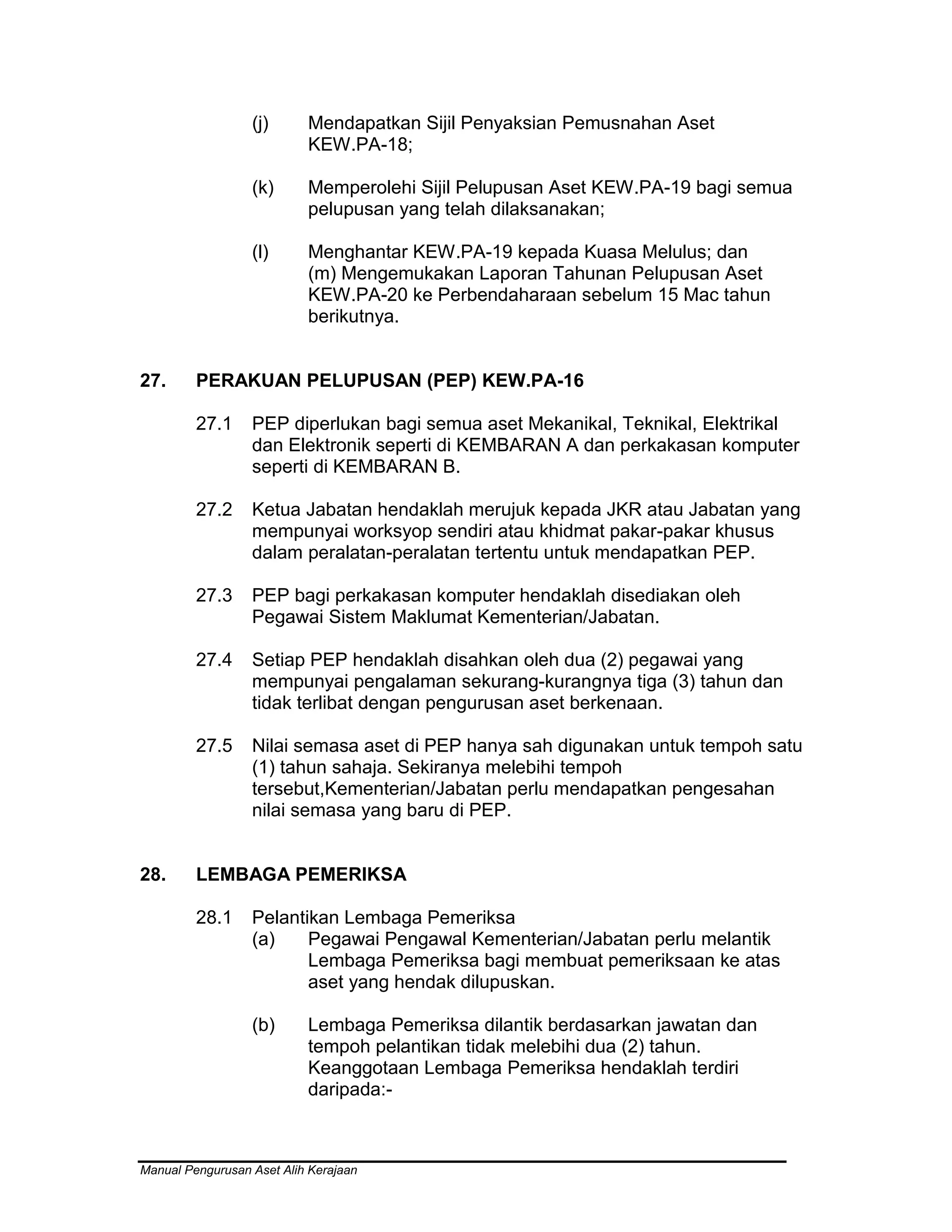 Manual Tatacara Pengurusan Aset Alih Kerajaan (TPA) | DOC