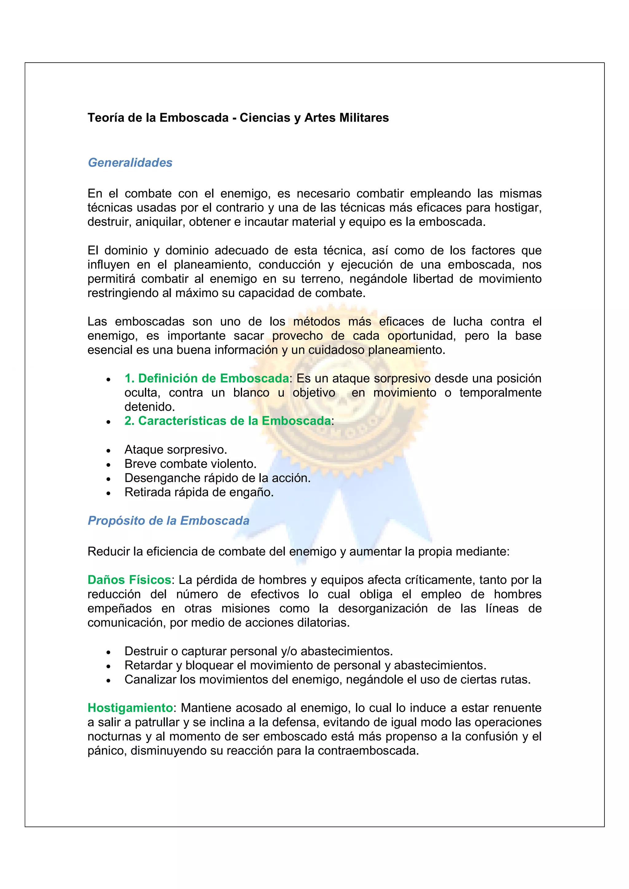 Manual Táctico y Práctico T.F.C -Emboscadas | PDF