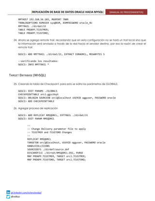 Manual Tecnico OGG Oracle to MySQL | PDF | Databases | Computer Software and Applications