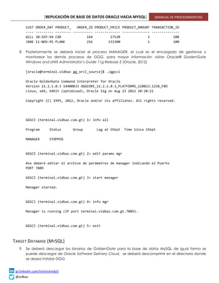 Manual Tecnico OGG Oracle to MySQL | PDF | Databases | Computer Software and Applications