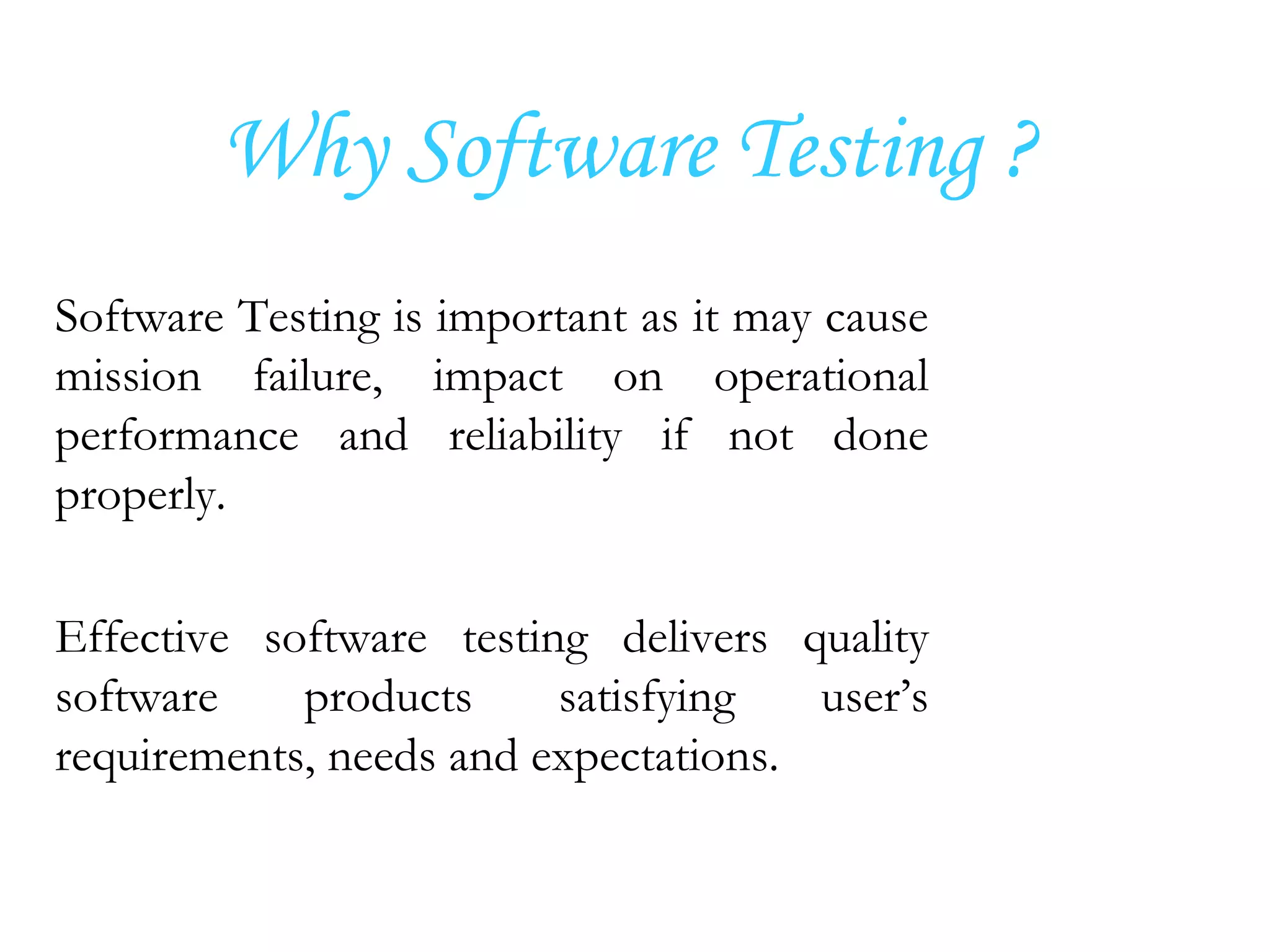 Software Testing Fundamentals Ppt Operating Systems Computer Software And Applications