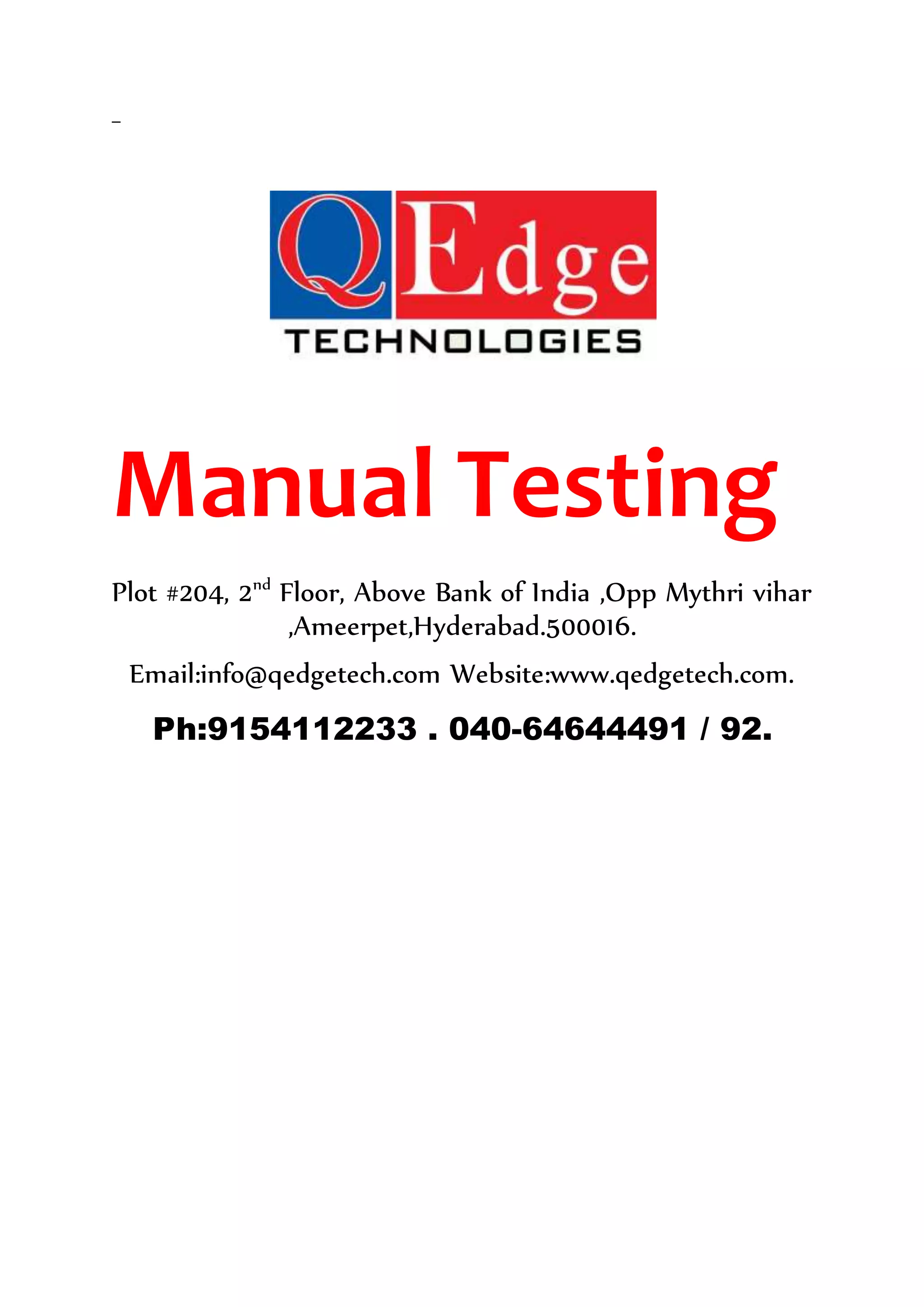Manual Testing Online Training | PDF | Free Download