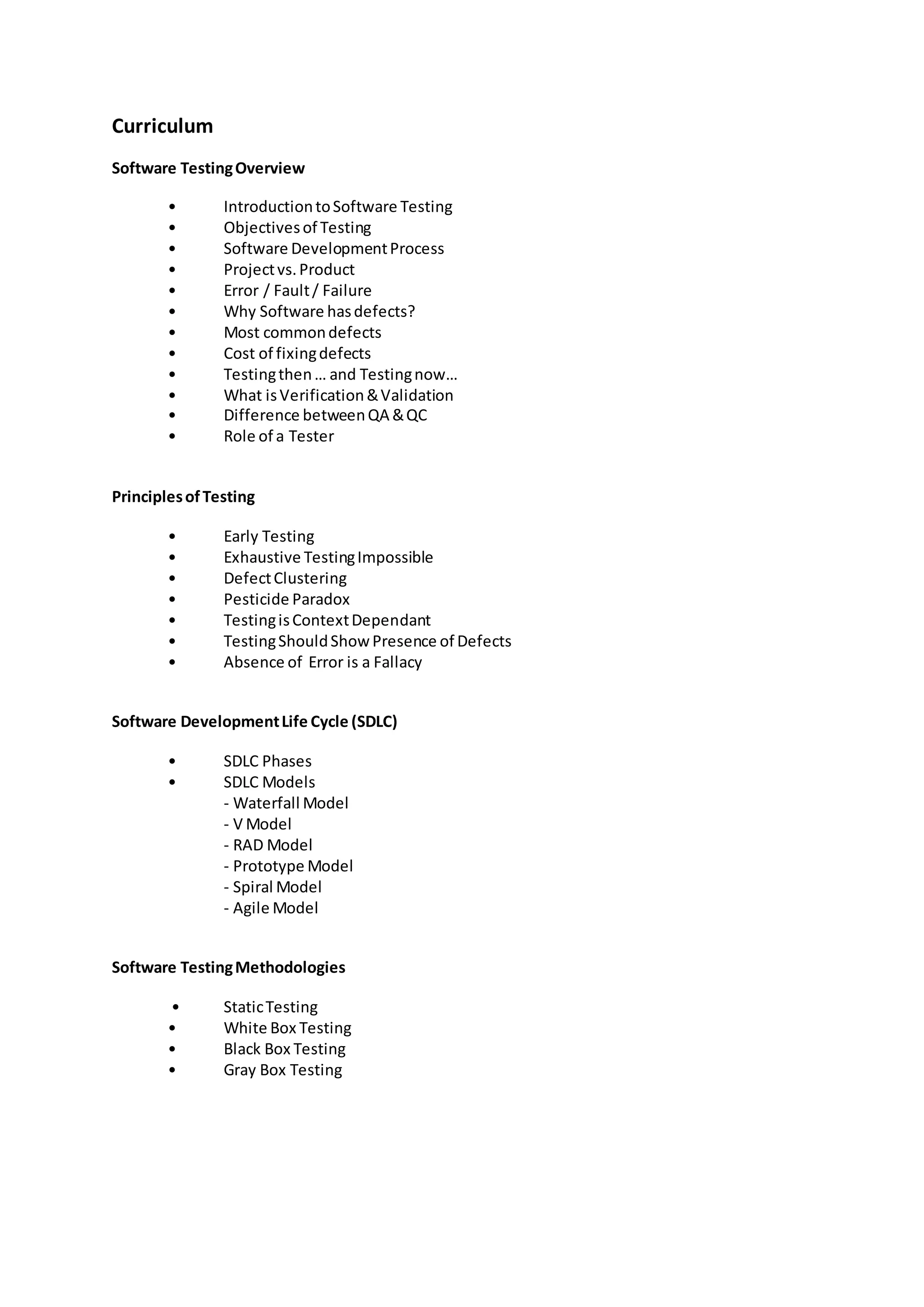 Manual Testing Online Training | PDF