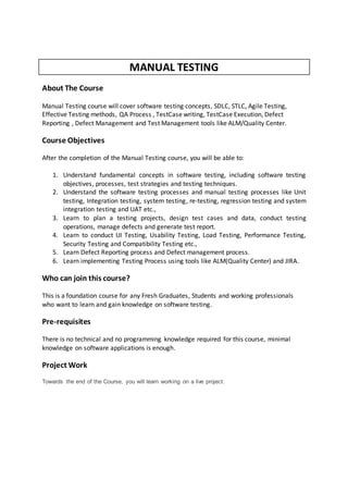 Manual Testing Online Training | PDF