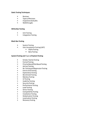 Manual Testing Online Training | PDF