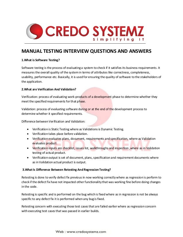 Manual Testing Interview Questions And Answers