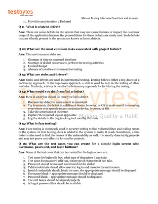 Manual testing interview questions and answers | PDF