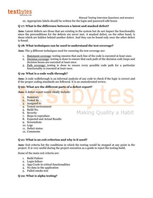 Manual testing interview questions and answers | PDF | Computing ...
