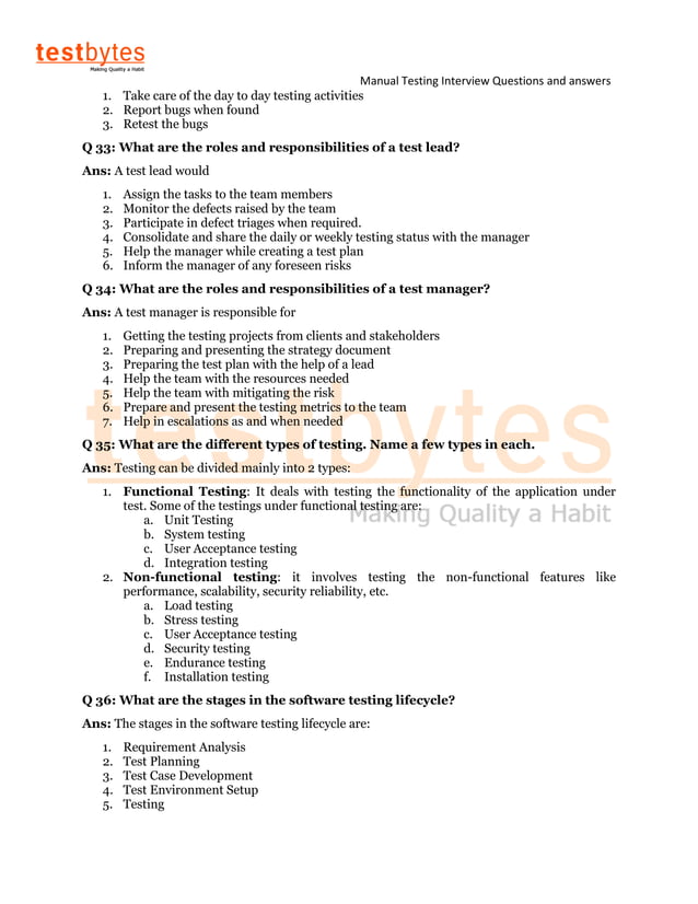 Manual testing interview questions and answers | PDF | Computing ...