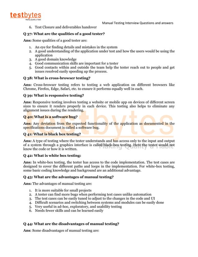 Manual testing interview questions and answers | PDF | Computing ...