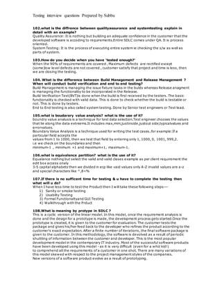 Manual testing real time questions by subbu | PDF