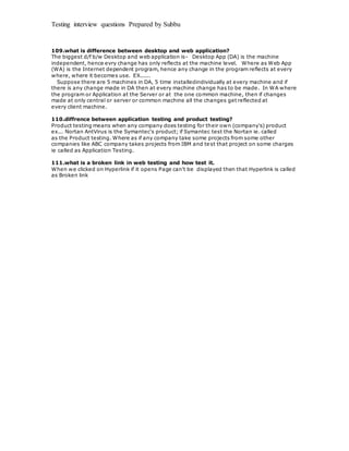 Manual testing real time questions by subbu | PDF