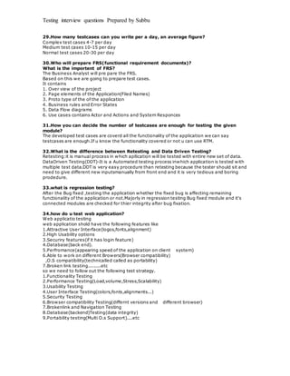 Manual testing real time questions by subbu | PDF