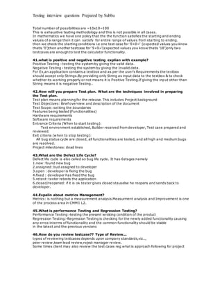 Manual testing real time questions by subbu | PDF