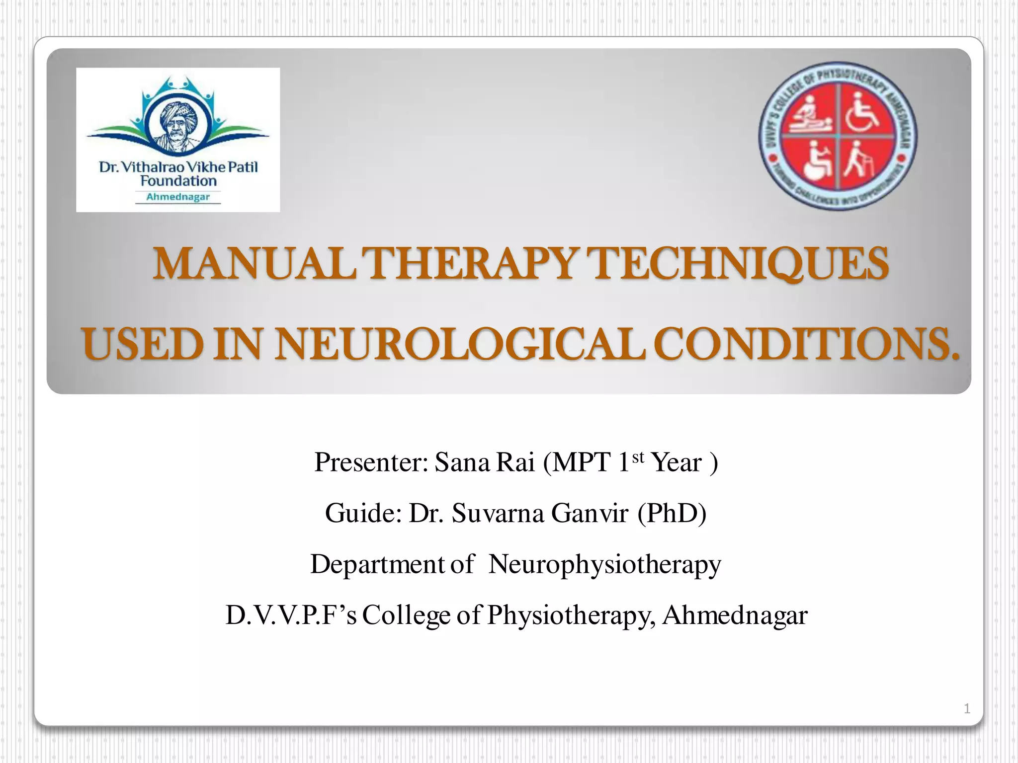 Manual therapy techniques | PDF