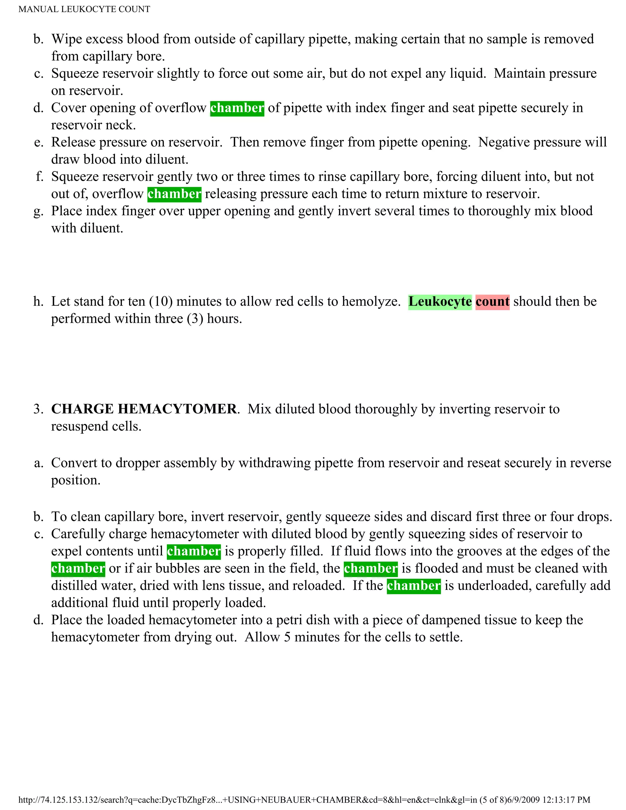 Manual Total Leucocyte Count Sop | PDF