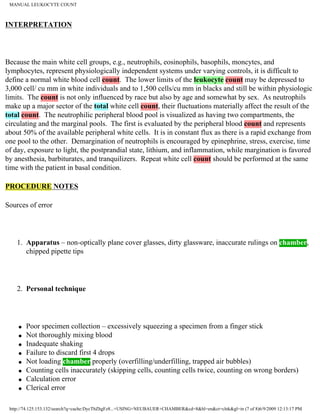 Manual Total Leucocyte Count Sop | PDF