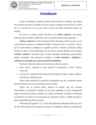 Manualul calitatii 2018 2019 | PDF