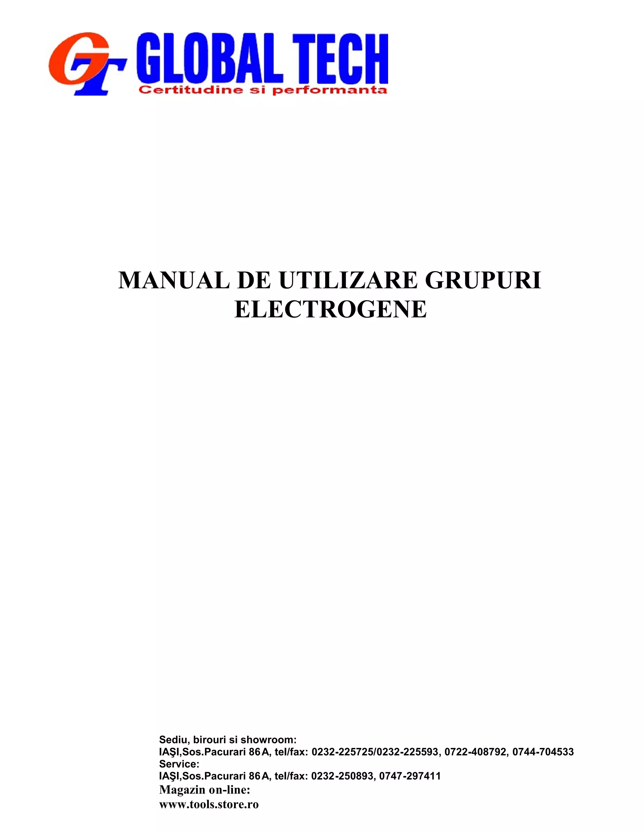 Manual utilizare grupuri electrogene | PDF