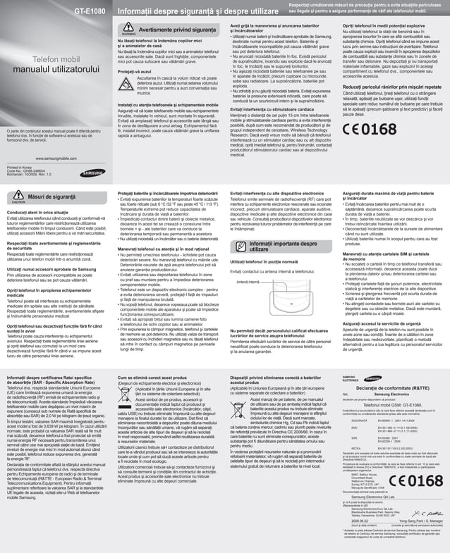 Manual utilizare samsung_e1080_ro | PDF