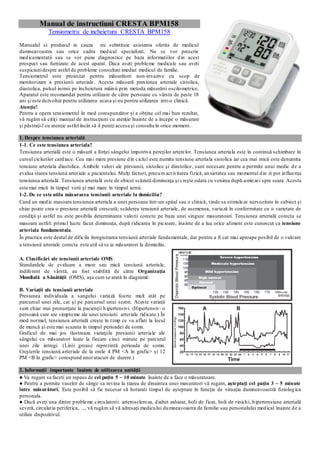 Manual utilizare tensiometru Cresta BPM 158 | PDF