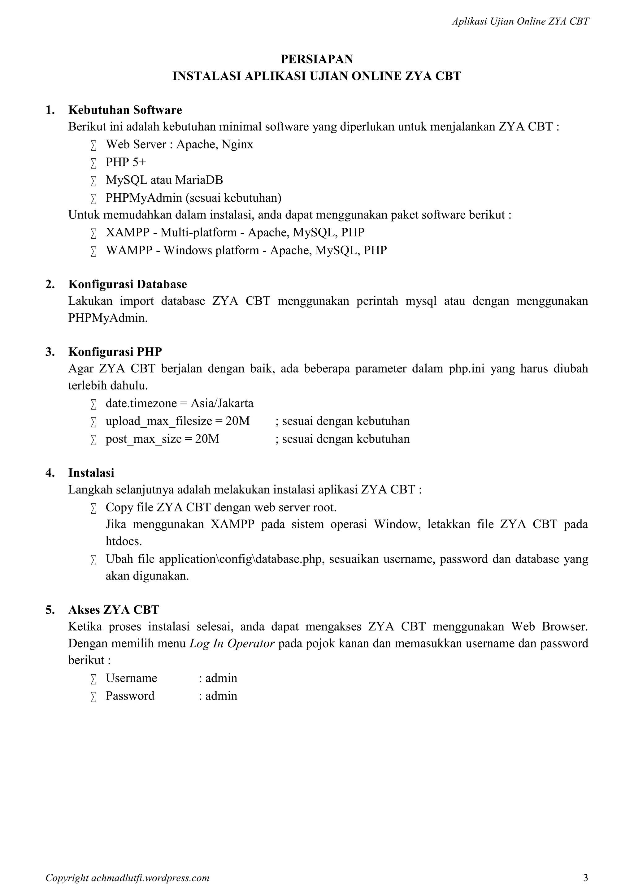 Manual aplikasi ujian online zya cbt | PDF