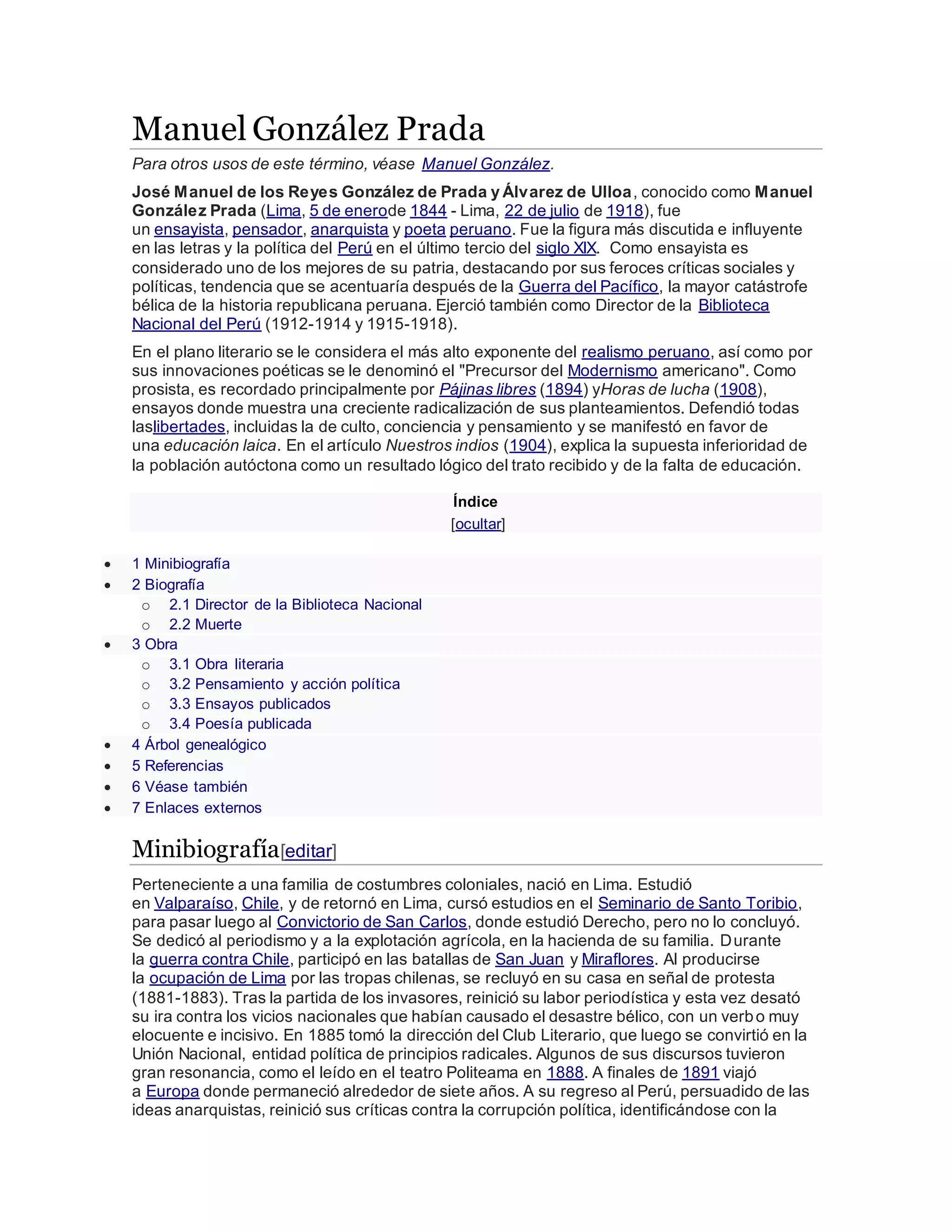 Manuel gonzález prada | PDF