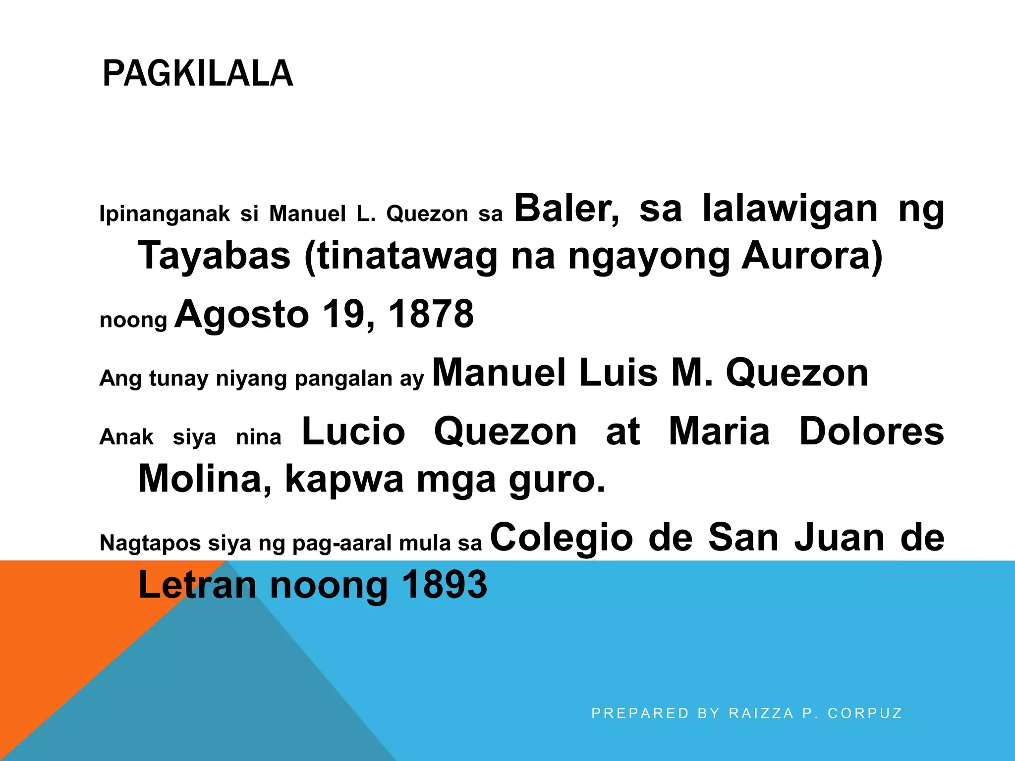 Manuel l quezon philosophy | PPTX