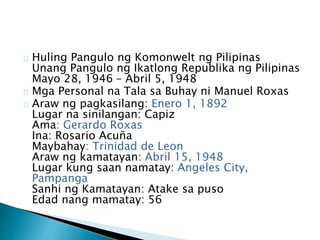 Manuel Roxas Talambuhay