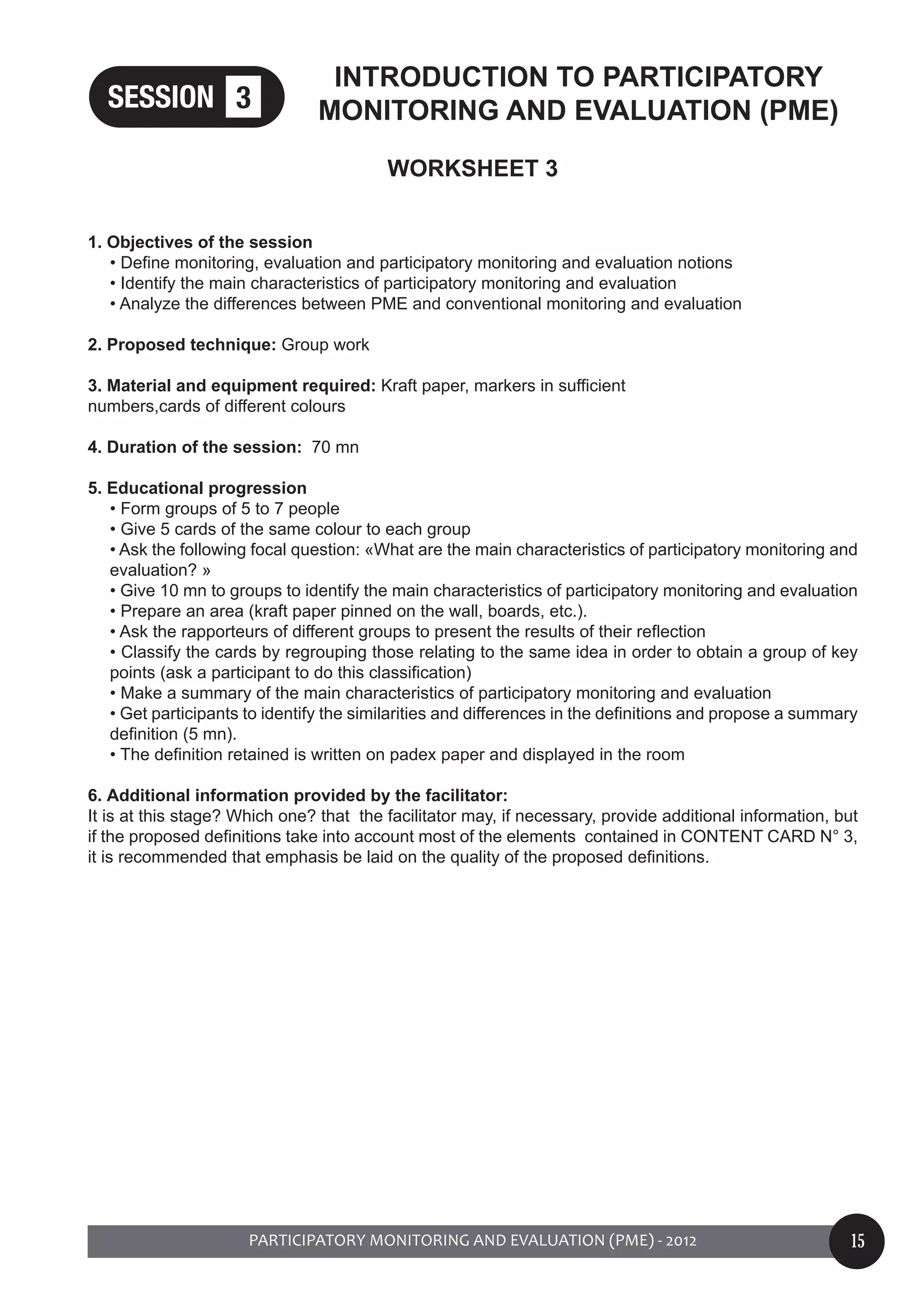 Introduction to Participatory Monitoring-Evaluation | PDF