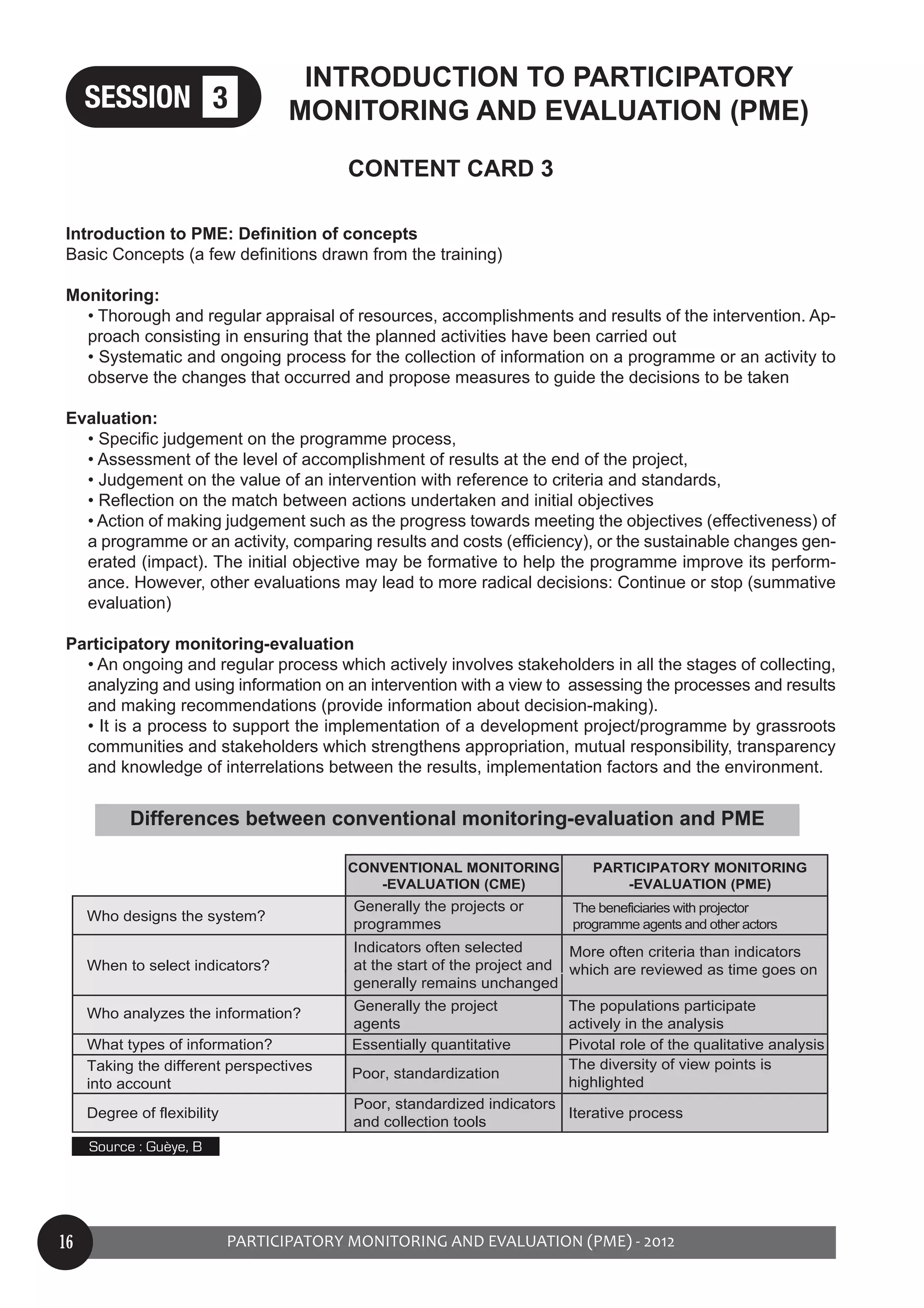 Introduction to Participatory Monitoring-Evaluation | PDF