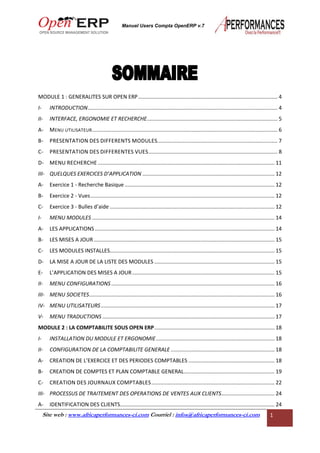 OpenERP V7 Manuel User Sommaire | PDF