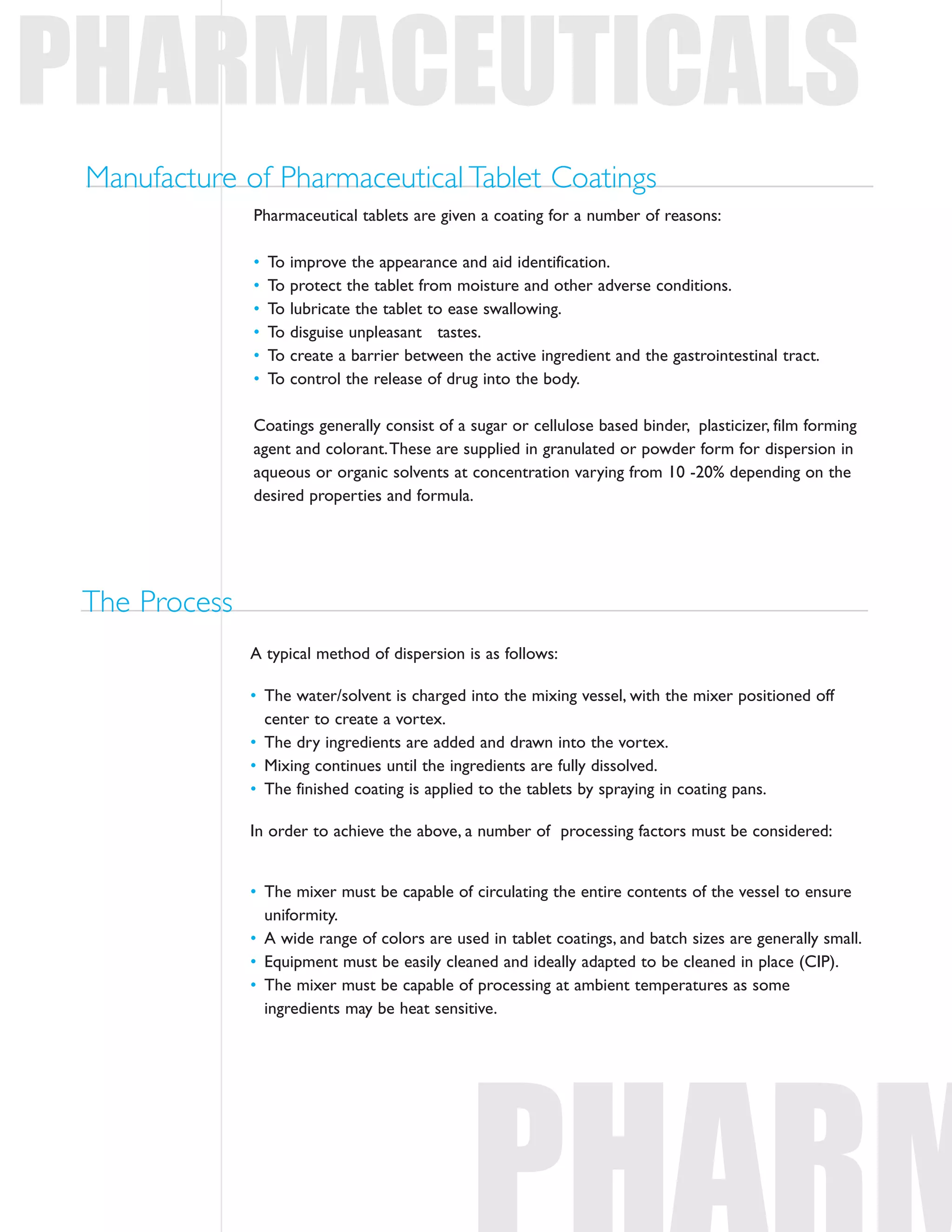Pharmaceutical Industry: Manufacturing Pharmaceutical Tablet Coatings | PDF