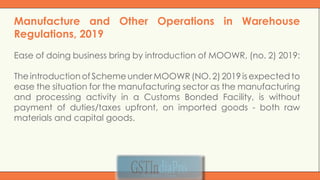 Manufacture and other operations in warehouse regulations 2019(moowr ...