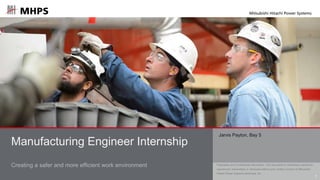 Manufacturing Engineer Internship Presentation | PPTX | Manufacturing Industry | Industries