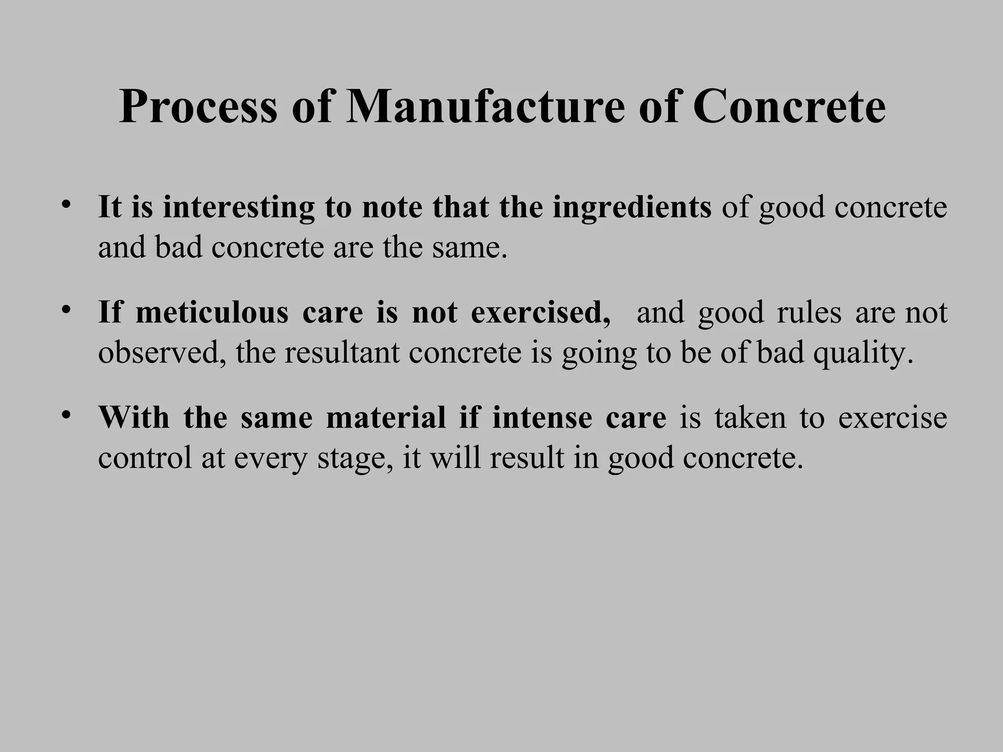 Manufacture of Concrete by various processes | PDF