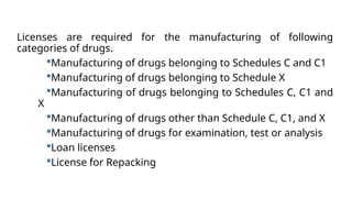 Regulatory Guidelines for Drug Manufacturing Under the Drugs and ...