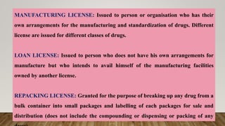 manufacture of drugs - License. Drugs and cosmetic act 1940 and rules ...